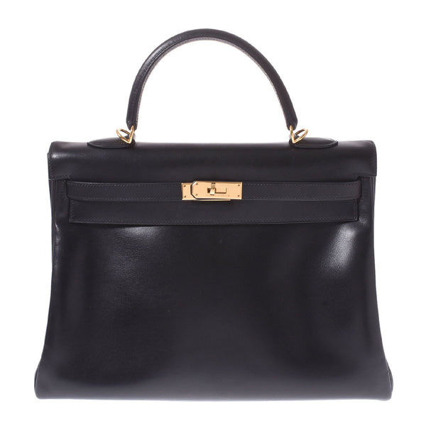 エルメスケリー35 内縫い 黒/ゴールド金具 □D刻印(2000年頃)刻印